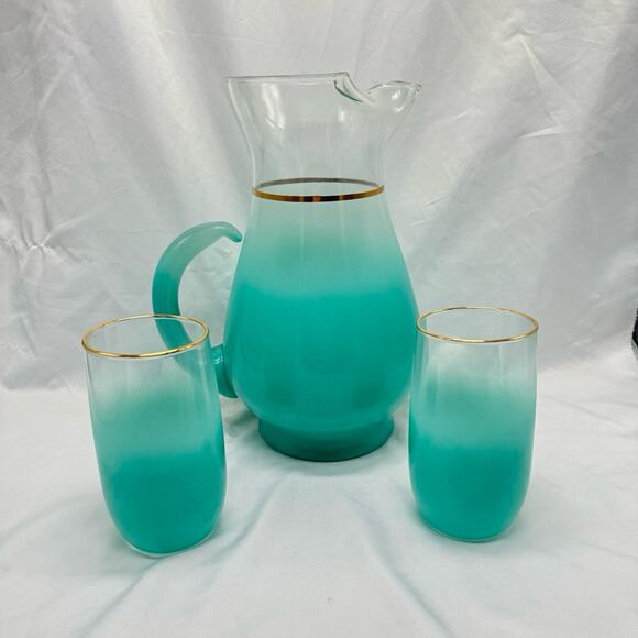 Blendo | Dining | Vtg Blendo Glass Pitcher And Cup Set | Poshmark